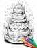 38 Whimsical Cakes Grayscale Coloring Pages for Adults, PDF File Insta ...