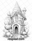 50 Seashell Houses Grayscale Adult Coloring Pages, Printable PDF Insta ...