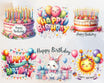 Watercolor Happy Birthday Clipart Bundle, 70 PNG High-Res Files for DI ...