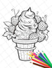 52 Printable Ice Cream Desserts Coloring Pages for Adults and Kids, Gr ...