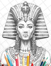 35 Ancient Egyptian Queens Coloring Book Printable for Adults, Graysca ...