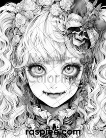 60 Horror Beauties Grayscale Coloring Pages Printable for Adults, PDF ...