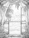 40 Window to Fantasy Worlds Grayscale Coloring Pages Printable for Adu ...