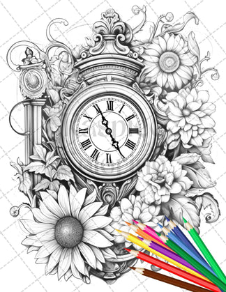 40 Vintage Objects Grayscale Coloring Pages Printable for Adults, PDF ...