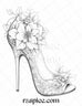 40 Flower Wedding Shoes Grayscale Coloring Pages Printable for Adults ...