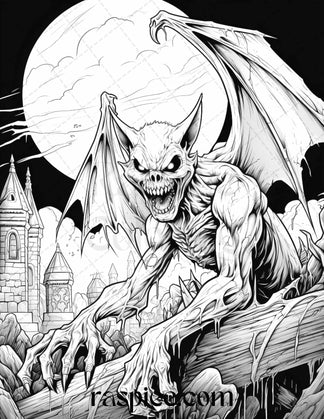 66 Horror Zombie Animals Grayscale Coloring Pages Printable for Adults ...