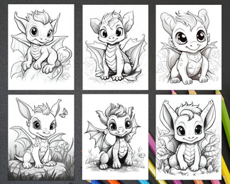 200 Woodland Baby Dragons Coloring Pages for Kids, Printable PDF Insta ...