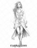Fashion Show Grayscale Coloring Pages Printable for Adults, PDF File I ...