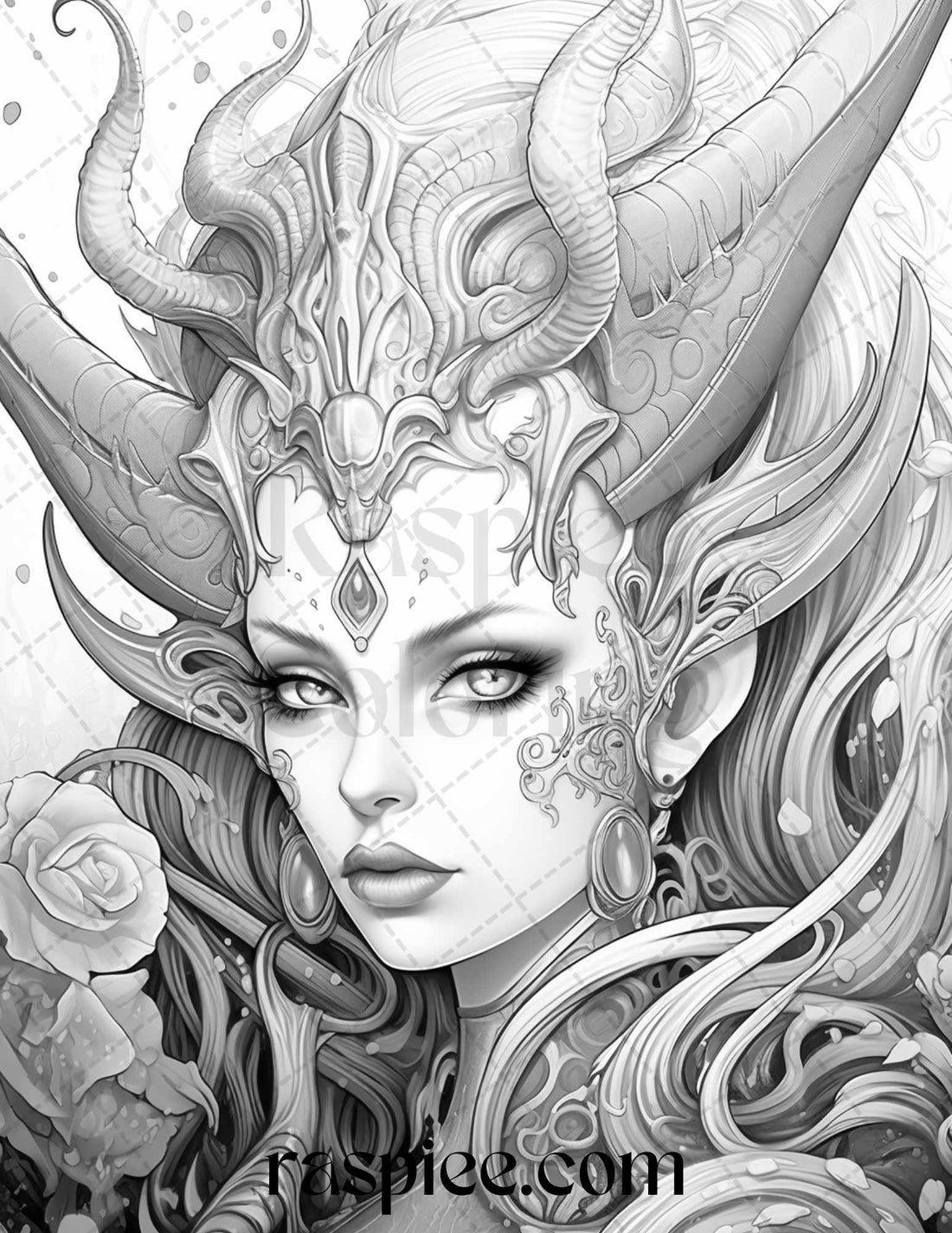 40 Dark Evil Fairy Grayscale Coloring Pages Printable for Adults, PDF