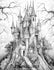 50 Haunted Castles Grayscale Coloring Pages Printable, Halloween Color ...