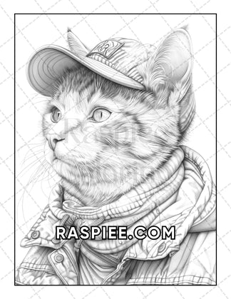 60 Cats Dressed Up Adult Coloring Pages Printable PDF Instant Download ...