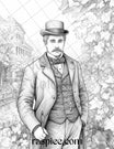 60 Victorian Autumn Portrait Grayscale Coloring Pages Printable for Ad ...