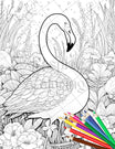 Flamingo Oasis Grayscale Coloring Pages Printable for Adults, PDF File ...