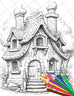 40 Stone Cottage Houses Grayscale Coloring Pages Printable for Adults ...
