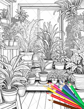38 Indoor Houseplants Coloring Pages Printable for Adults, Grayscale C ...