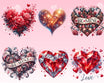 Romantic Valentine Heart Clipart Bundle, 52 PNG High-Res Files for Com ...