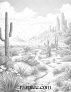 40 Desert Landscapes Grayscale Coloring Pages Printable for Adults, PD ...