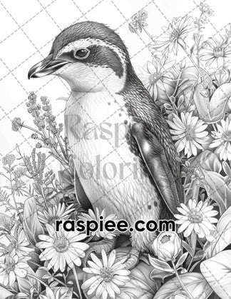 77 Baby Animals with Flowers Grayscale Adult Coloring Pages Printable ...