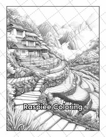 101 Relaxing Landscapes Grayscale Adult Coloring Pages Printable PDF I ...
