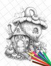 40 Pumpkin Fairy Houses Grayscale Coloring Pages Printable for Adults ...