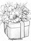 40 Flower Gift Box Grayscale Coloring Pages Printable for Adults Kids ...