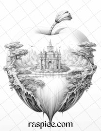60 Miniworld in the Apple Grayscale Coloring Pages Printable for Adult ...