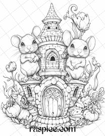 40 Magical Mouse Houses Grayscale Coloring Pages Printable for Adults ...