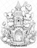 40 Magical Mouse Houses Grayscale Coloring Pages Printable for Adults ...