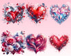 Romantic Valentine Heart Clipart Bundle, 52 PNG High-Res Files for Com ...