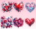 Romantic Valentine Heart Clipart Bundle, 52 PNG High-Res Files for Com ...