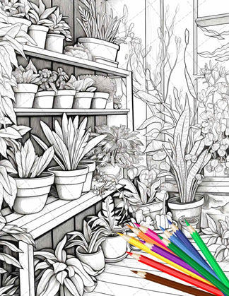 38 Indoor Houseplants Coloring Pages Printable for Adults, Grayscale C ...