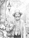 60 Victorian Autumn Portrait Grayscale Coloring Pages Printable for Ad ...
