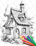 40 Stone Cottage Houses Grayscale Coloring Pages Printable for Adults ...