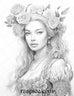 40 Baroque Women Portrait Grayscale Adult Coloring Pages Printable, PD ...
