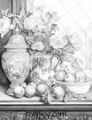 52 Still Life Grayscale Coloring Pages Printable for Adults, PDF File ...
