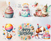 Watercolor Happy Birthday Clipart Bundle, 70 PNG High-Res Files for DI ...