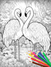 Flamingo Oasis Grayscale Coloring Pages Printable for Adults, PDF File ...