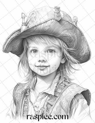 55 Adorable Pirates Grayscale Coloring Pages Printable for Adults, PDF ...