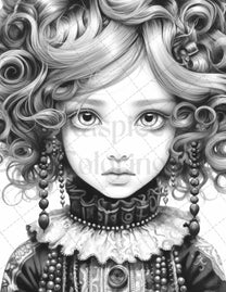 60 Adorable Gothic Girls Grayscale Coloring Pages Printable for Adults ...