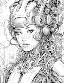 40 Beautiful Cyborg Girls Grayscale Coloring Pages Printable for Adult ...