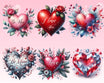 Romantic Valentine Heart Clipart Bundle, 52 PNG High-Res Files for Com ...