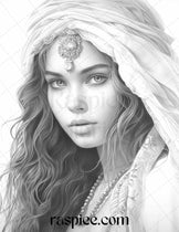 40 Beautiful Gypsy Girls Grayscale Coloring Pages Printable for Adults ...