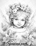 55 Christmas Angel Grayscale Coloring Pages for Adults, Printable PDF ...