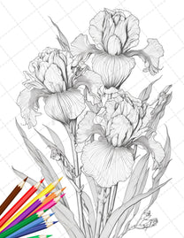 30 Botanical Flowers Printable Coloring Pages for Adults, Floral Grays ...