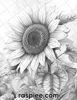 60 Spring Blossoms Grayscale Adult Coloring Pages, Printable PDF Insta ...