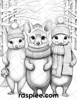 60 Merry Christmas Grayscale Coloring Pages Printable for Adult, Holid ...