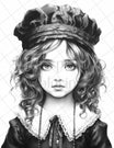 60 Adorable Gothic Girls Grayscale Coloring Pages Printable for Adults ...
