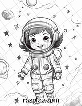 50 Cute Astronaut Adventures Coloring Pages Printable for Kids, PDF Fi ...