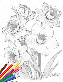 30 Botanical Flowers Printable Coloring Pages for Adults, Floral Grays ...
