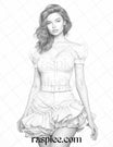 Fashion Show Grayscale Coloring Pages Printable for Adults, PDF File I ...